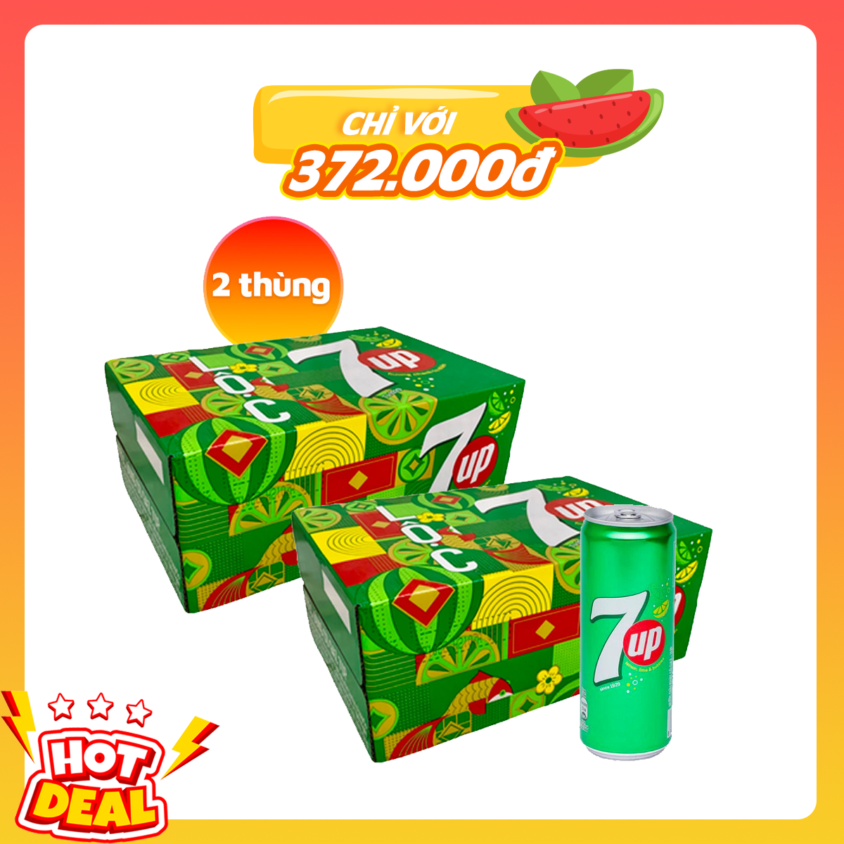 Combo 2 [Carton] 7Up 320ml x 24 Cans | KAMEREO