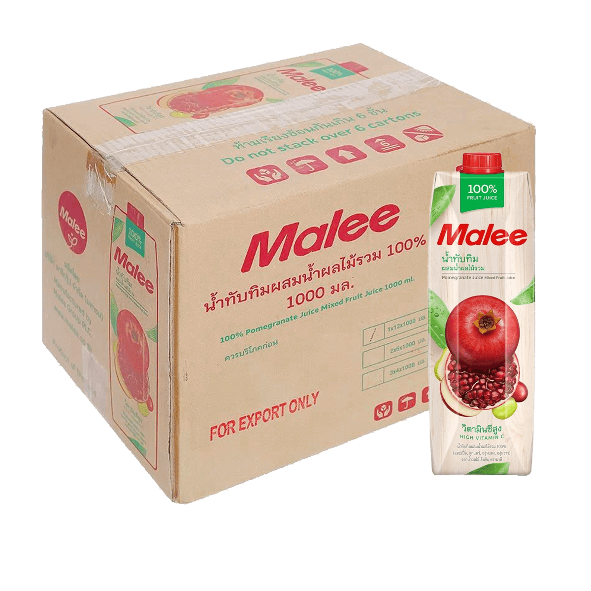 [Thùng] Nước Ép Lựu Và Trái Cây Hỗn Hợp Malee 1L x 12 Hộp | KAMEREO