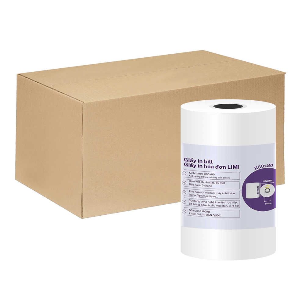 [Carton] Limi Thermal Paper (Core 19mm) K80 x 80mm x 50 Rolls | KAMEREO
