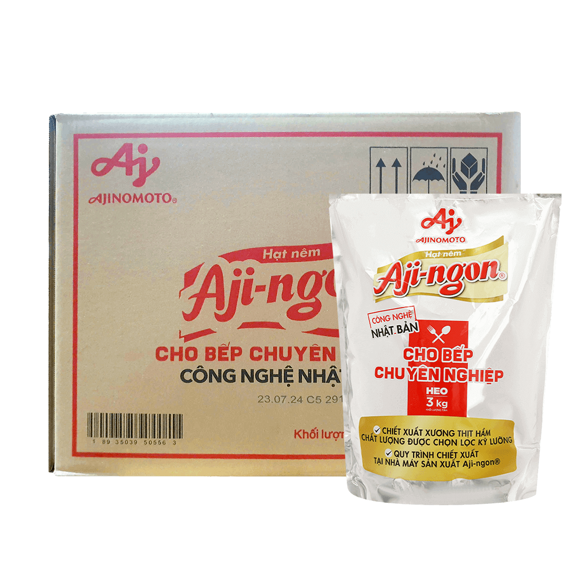 [Thùng] Hạt Nêm Ajinomoto Aji-Ngon Heo 3kg x 6 Gói | KAMEREO