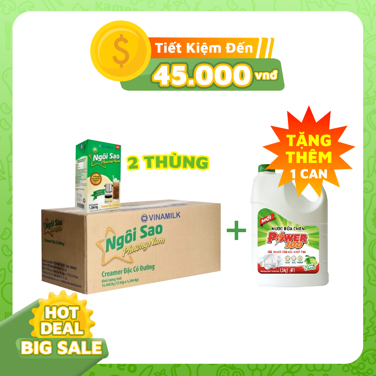 Combo 2 Carton Condensed Milk Ngôi Sao Phương Nam 1284g x 12 boxes + 1 ...