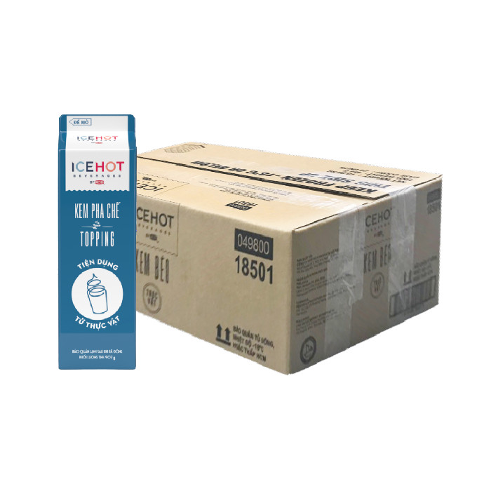 [Thùng] Kem Topping Pha Chế Tiện Dụng ICEHOT 907g x 12 Hộp | KAMEREO